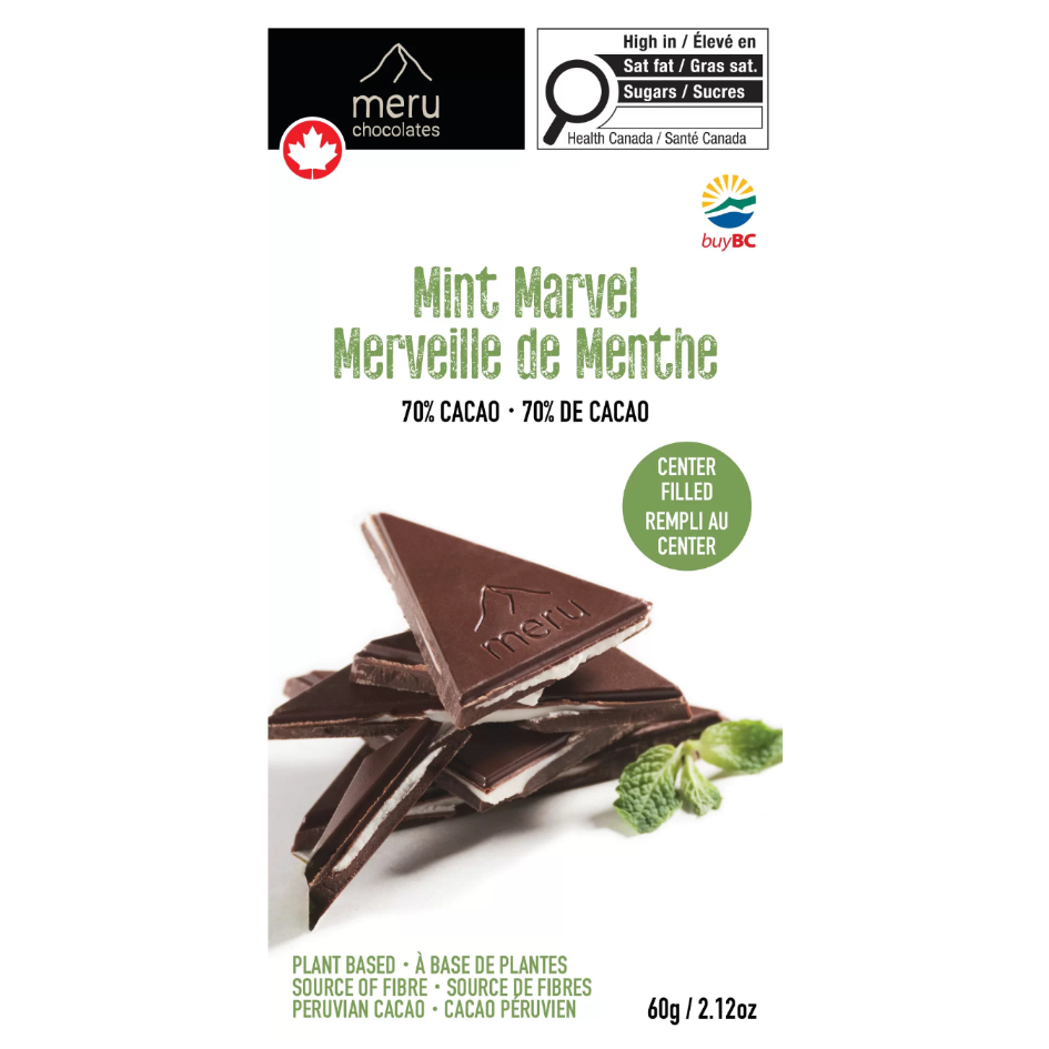 Meru Chocolates Mint Marvel Chocolate Bar - 60g – Vegan Supply