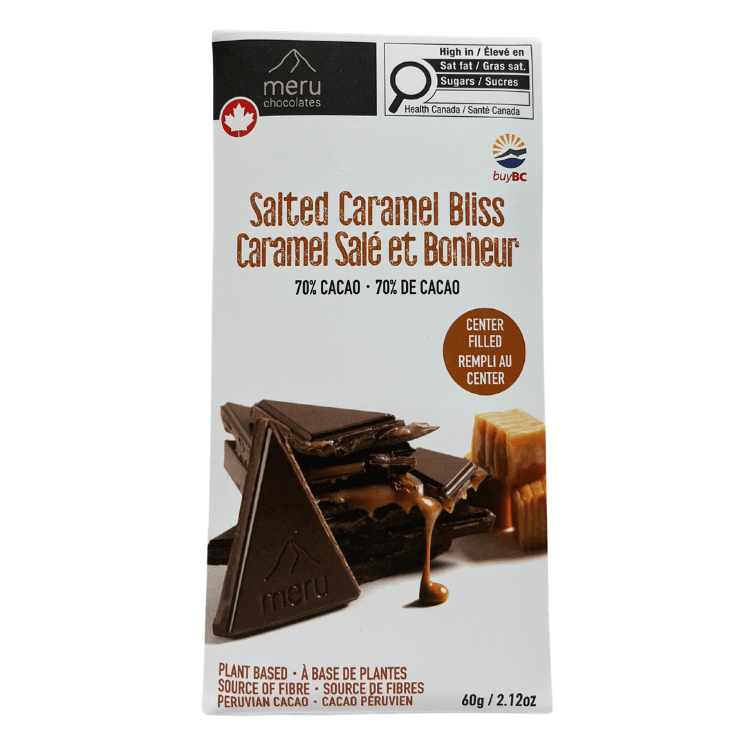 Meru Chocolates Salted Caramel Bliss Chocolate Bar - 60g – Vegan Supply
