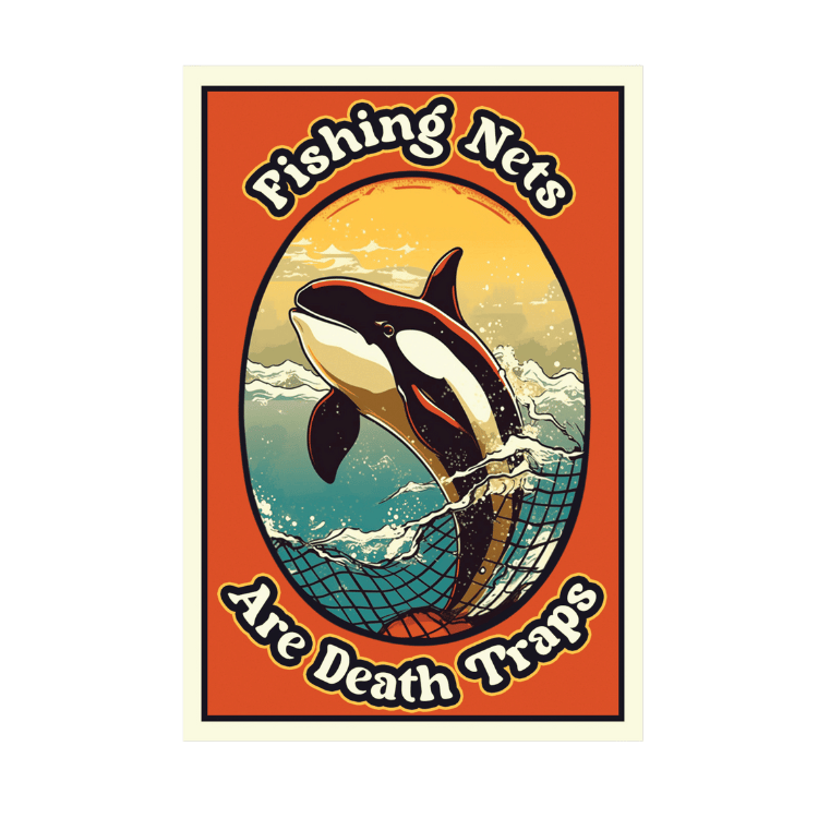 Renegade Stickers 'Fishing Nets are Death Traps' Sticker – Vegan Supply